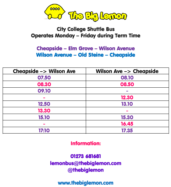 City College Shuttle Bus 2016 – 2017 | The Big Lemon